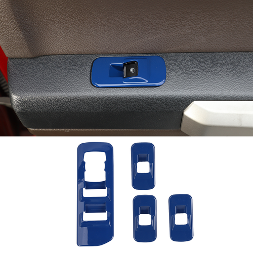 4x Blue Window Lift Panel Switch Cover Trim For 2015-2019 Ford F-150 ...