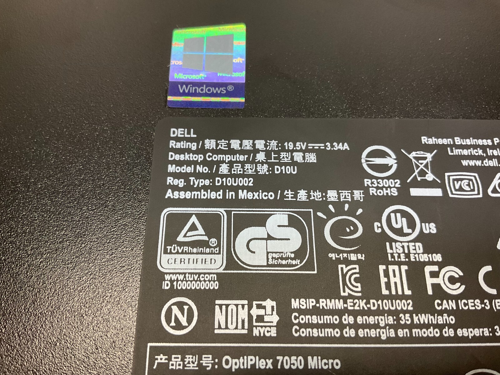 Dell OptiPlex 7050 MICRO PC intel CORE i5 Windows D10U002 D10U (TSC) | eBay