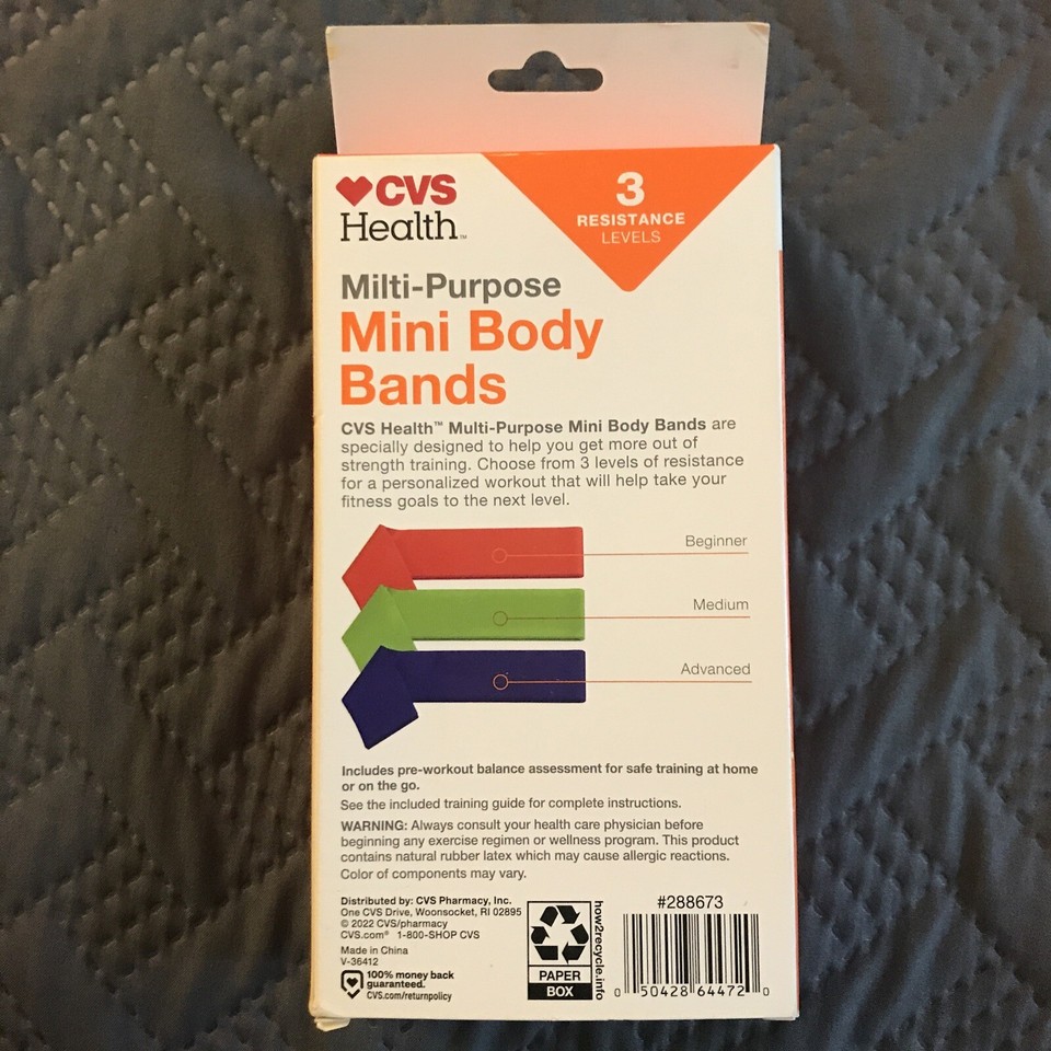 CVS HEALTH Multi-Purpose Resistance Band kit Mini Body Bands 3 ...