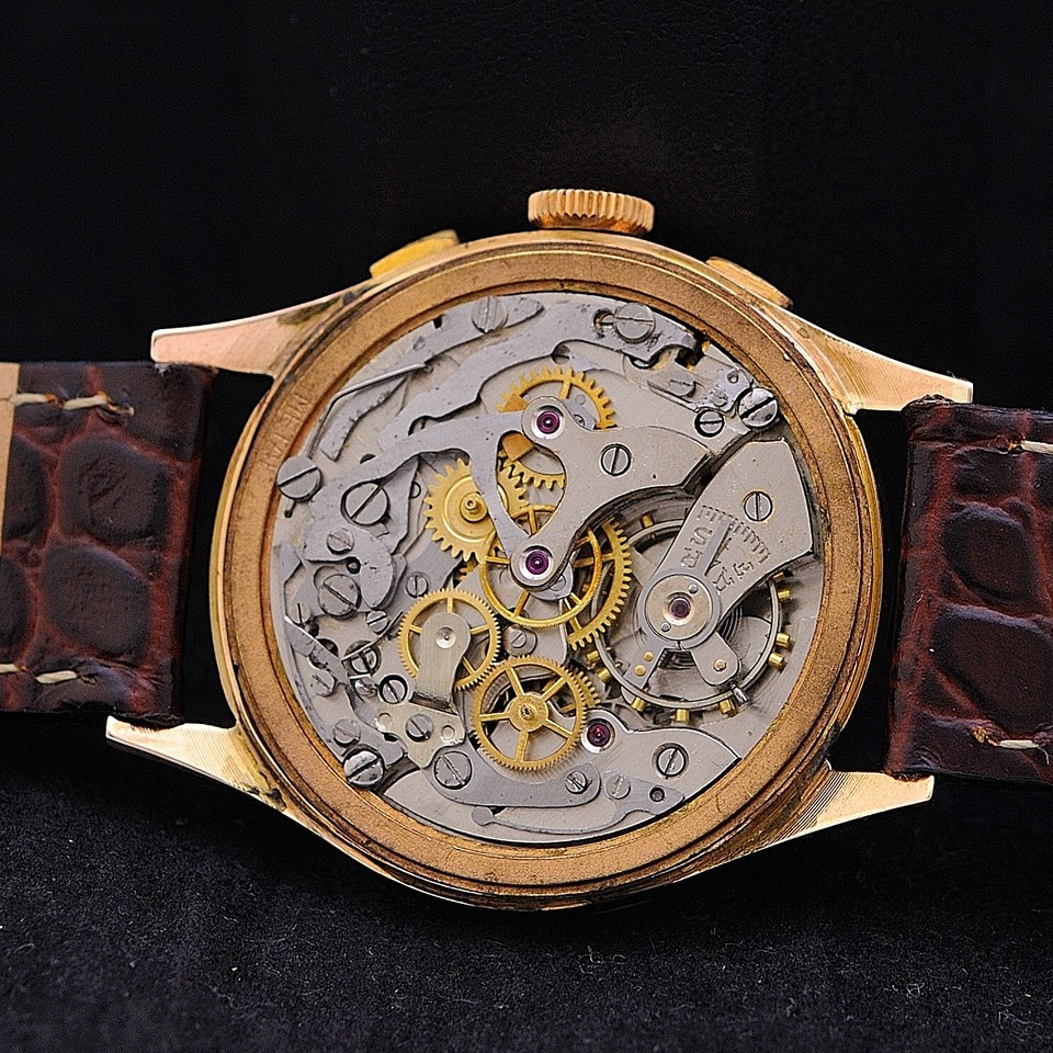 Chronograph Switzerland 50s 18 kt Rose Gold 37 mm Manual Landeron 51 ...