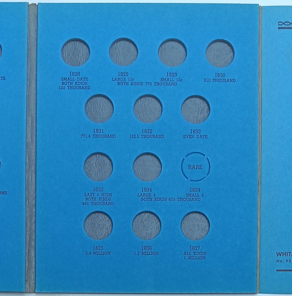 Vintage Whitman 1796-1837 Draped Capped Bust Liberty Dime Folder Album ...