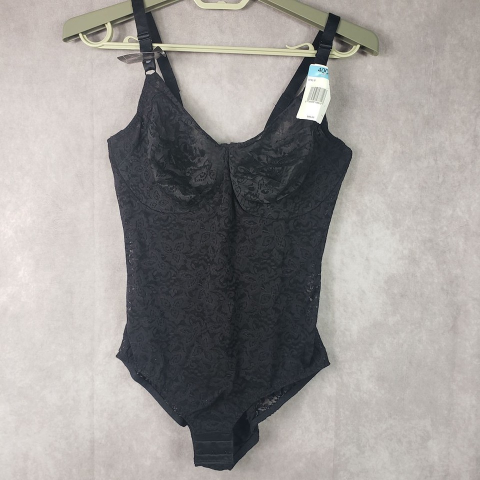 Bali Shapewear Lace N Smooth Shaping Body Briefer Black Firm Control ...