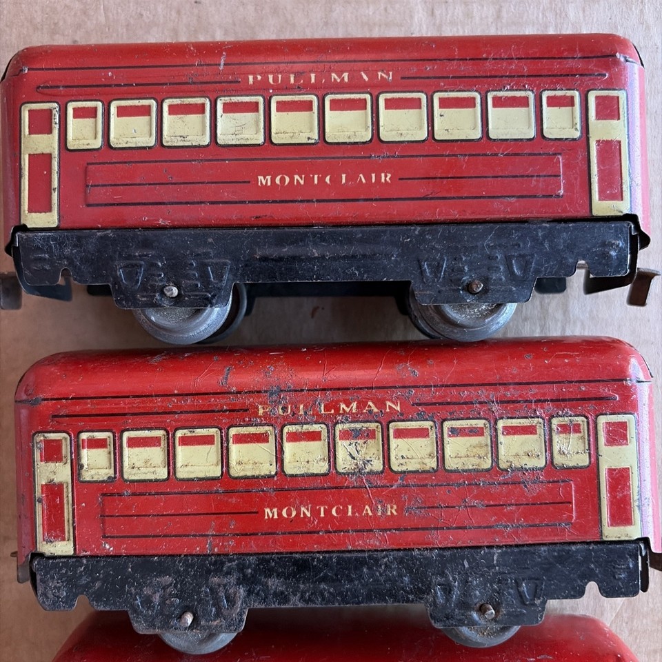 Marx Toys Montclair Pullman Passenger Train Car Red Tin Lot of 3 | eBay