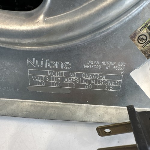 NuTone QKN60 Ceilling Ventilation Fan Model No.QKN-60A, 120V 60 CFM ...