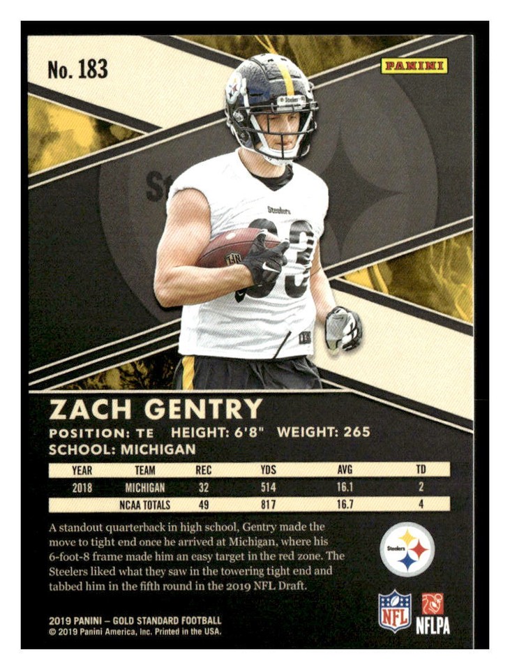 Zach Gentry 2019 Panini Gold Standard 183 SN49 Platinum | eBay
