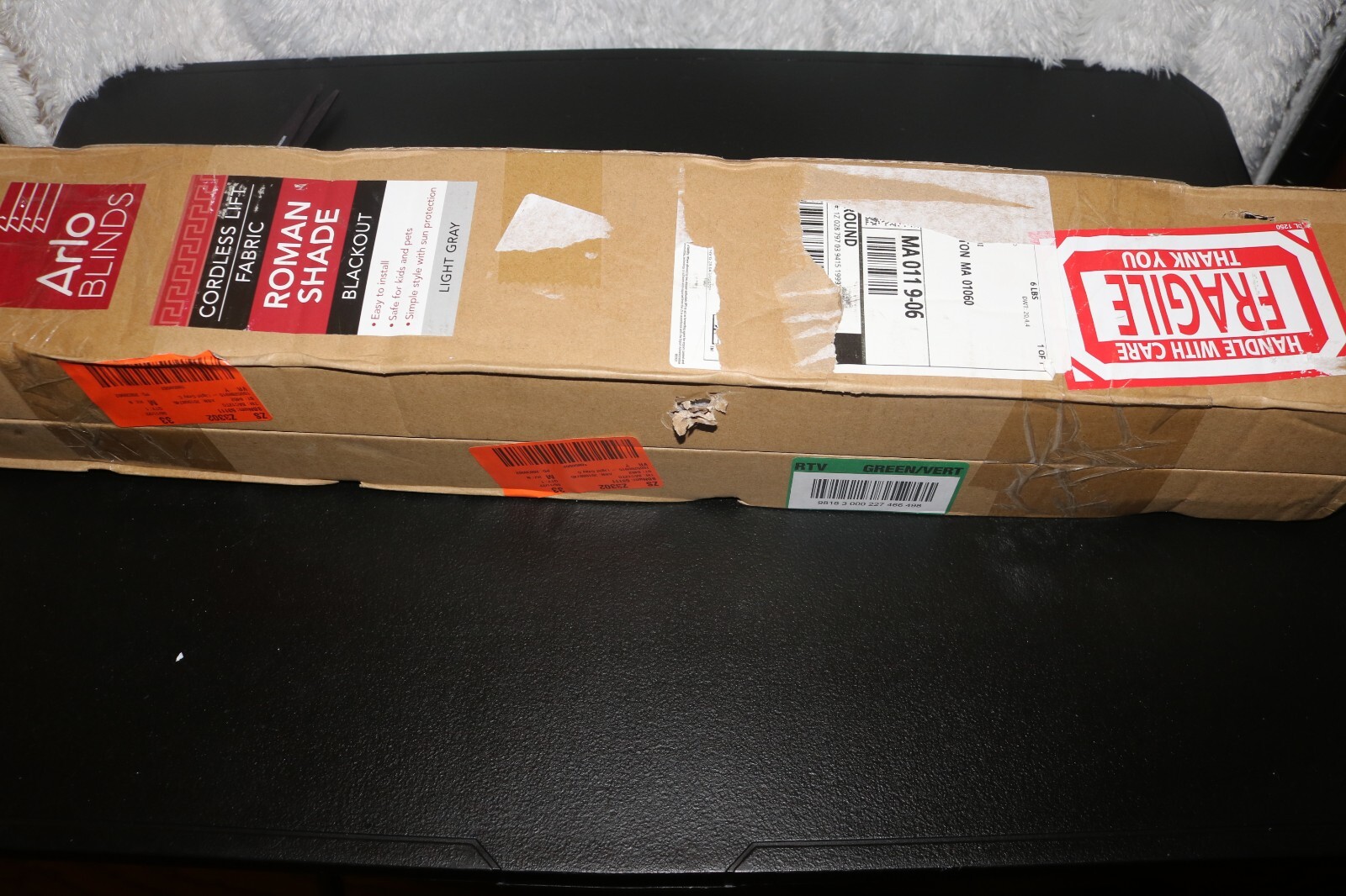 Arlo cordless lift fabric ROMAN SHADE blackout light gray 24x60 two ...