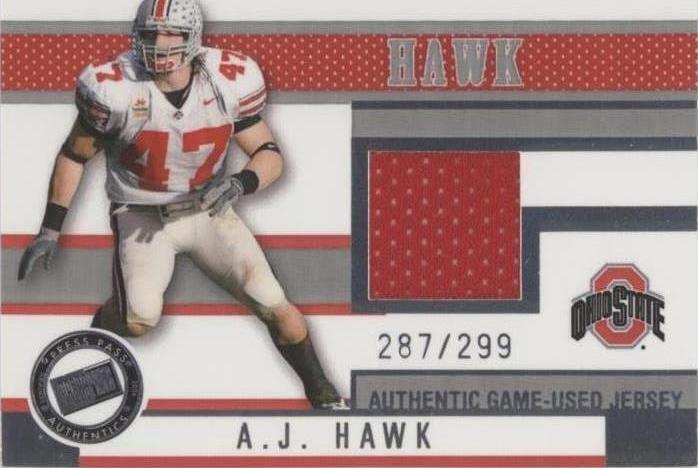 2006 Press Pass - Game-Used Jersey A.J. Hawk #JC/AH Silver /299 (MEM, RC) for sale online | eBay