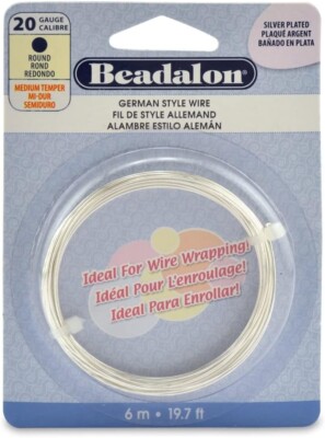 Beadalon German Style Wire for Jewelry Making, Round, Silver Plated, 20 ...