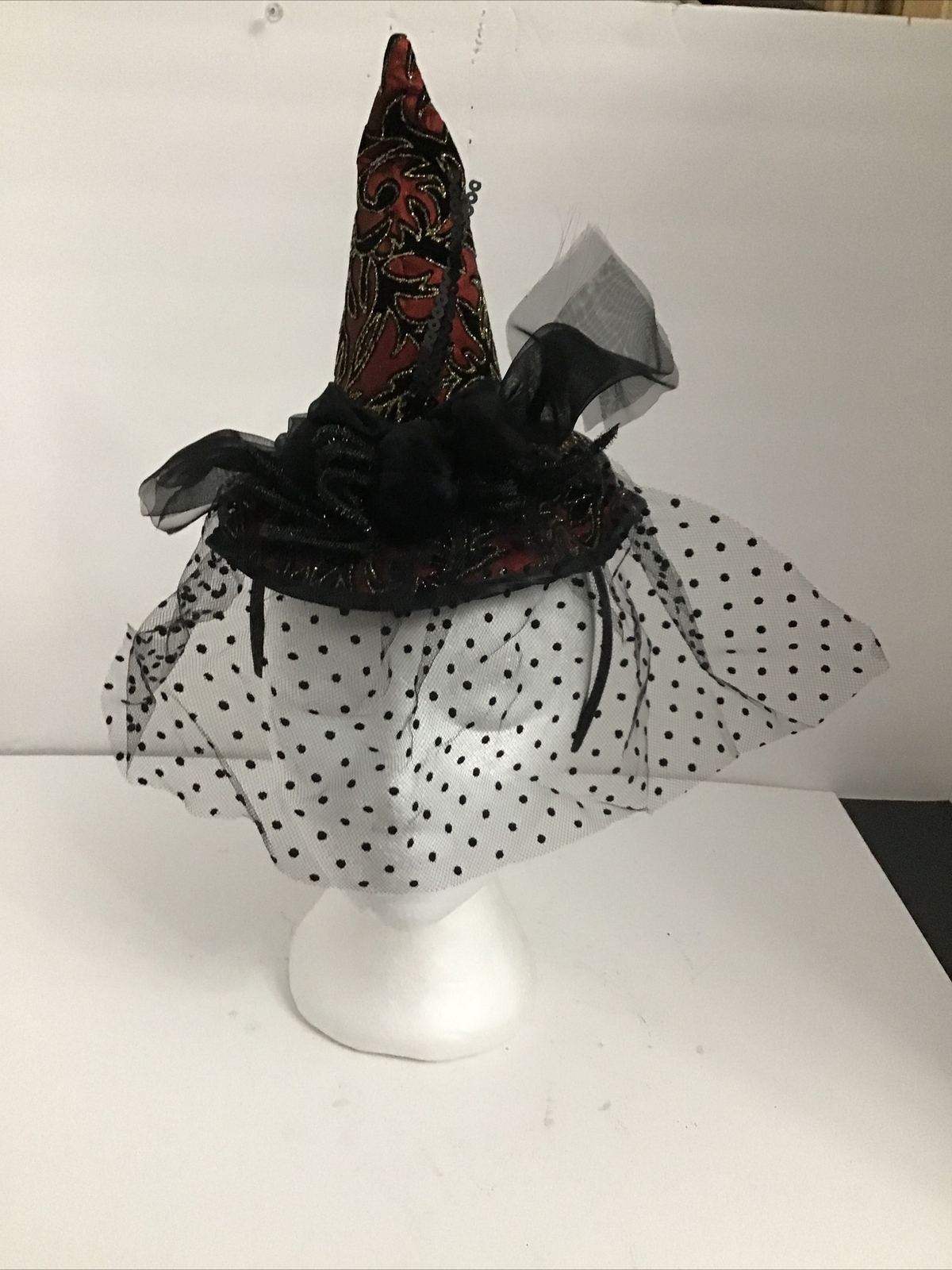 halloween custom hat witch hat with spider and vail | eBay