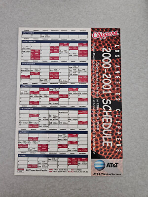 MS20 Los Angeles Clippers 2000/01 NBA Basketball Magnet Schedule - AT&T ...