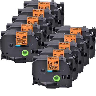 10PK Compatible For Brother P-Touch Tze TZ-B51 Fluo Orange Label Tape ...
