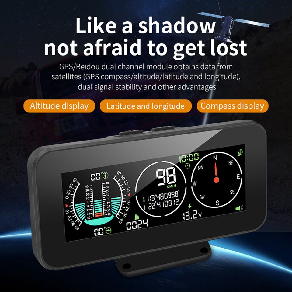 Car Off Road Digital GPS Inclinometer Compass HUD Slope Meter Gauge ...