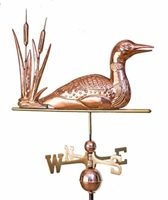Copper loon and cattails weathervane, ALL PARTS,sold as shown & mount ...