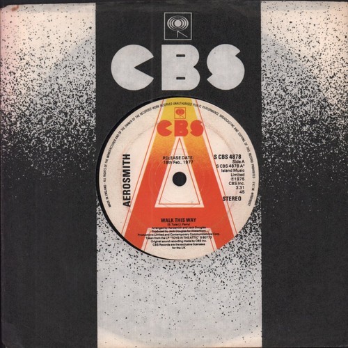Aerosmith Walk This Way 7" vinyl UK Cbs 1975 promo in company sleeve ...
