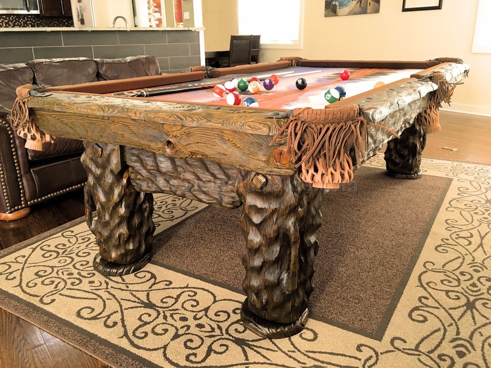 Wilderness 8' Hand-Crafted Rustic Log Pool Table Billiard for Log Home ...