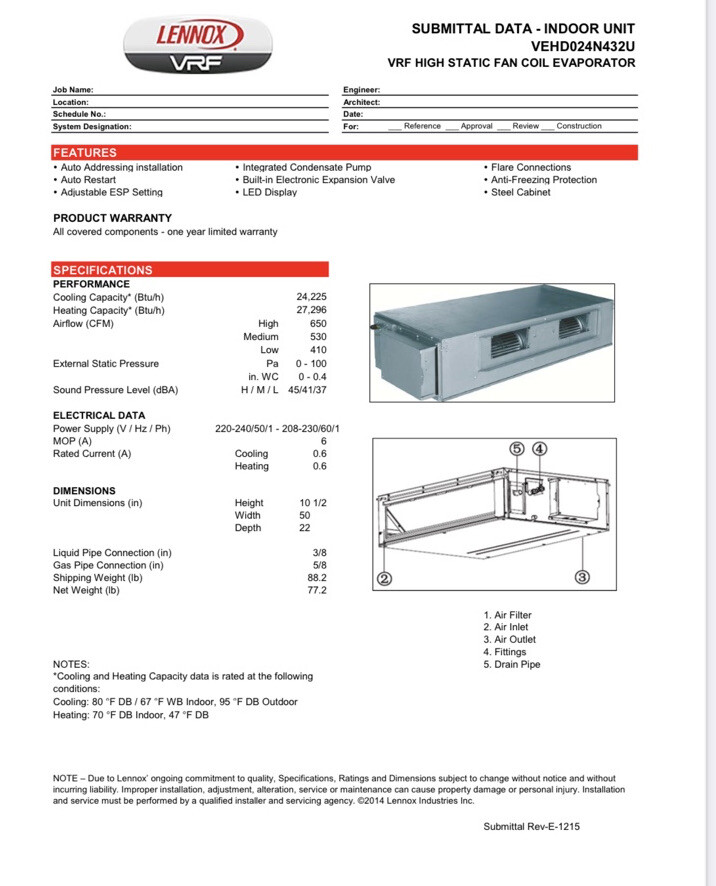 24000 BTU Concealed Duct Mini Split Air Conditioner & Heat Pump VRF ...