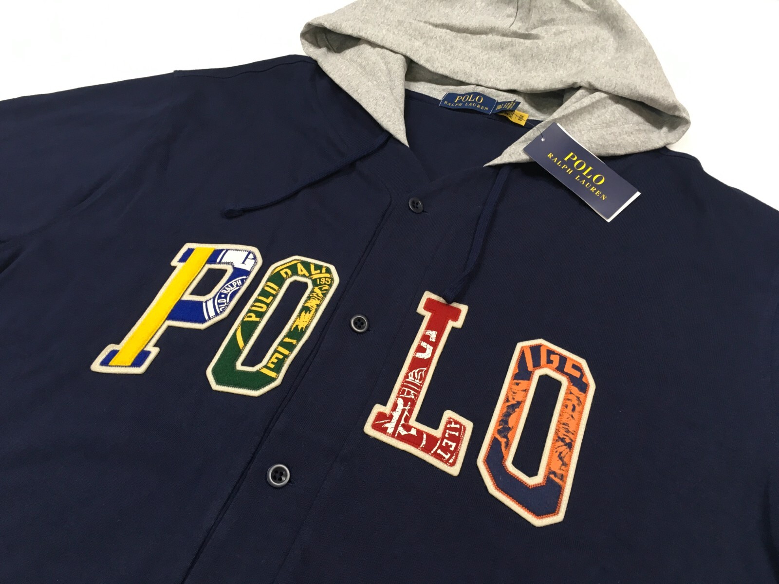 Polo Ralph Lauren B&T Logo Jersey Letterman Varsity Baseball Hooded ...