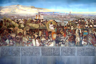 Poster, Many Sizes; Diego Rivera's mural depicting the Aztec market of ...