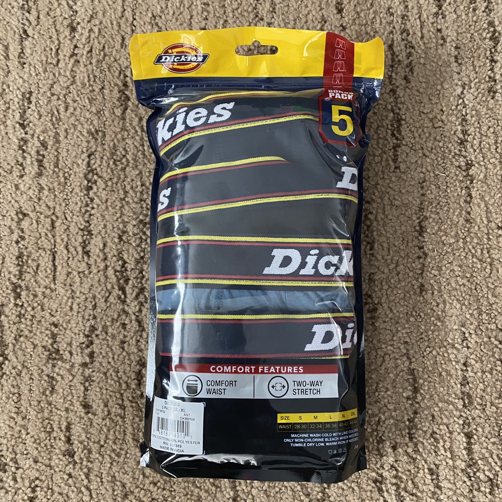 Men's Dickies 5-Pack Cotton Contour Pouch Boxer Briefs Blue Assorted XL ...