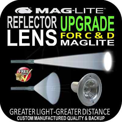 MAGLITE UPGRADE REFLECTOR LENS for FLASHLIGHT TORCH C & D SIZE PATENTED ...