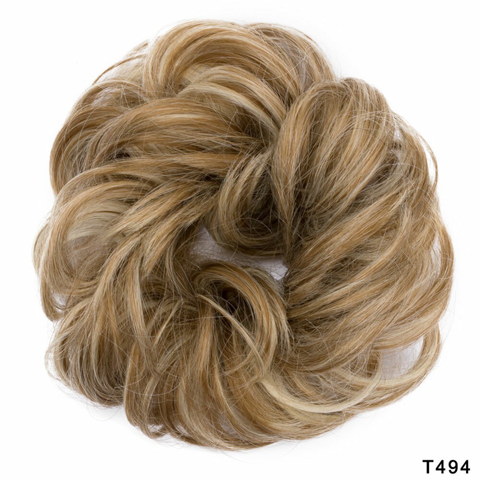 Thick Messy Rose Bun Curly Scrunchie Hair Extensions Natural Updo ...
