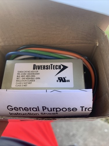 DiversiTech T2404 40VA Transformer Class 2 1585 UL 120/208/240V Primary ...