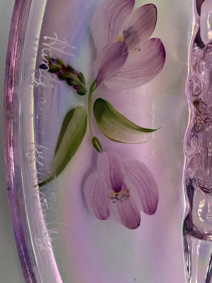 Vintage Fenton Pink Opalescent Floral Trinket Box w/Lid Hand Painted ...