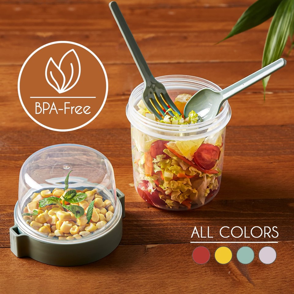 4 Pack 22 oz On The Go Yogurt Parfait Cups with Lids & Spoon, Large ...