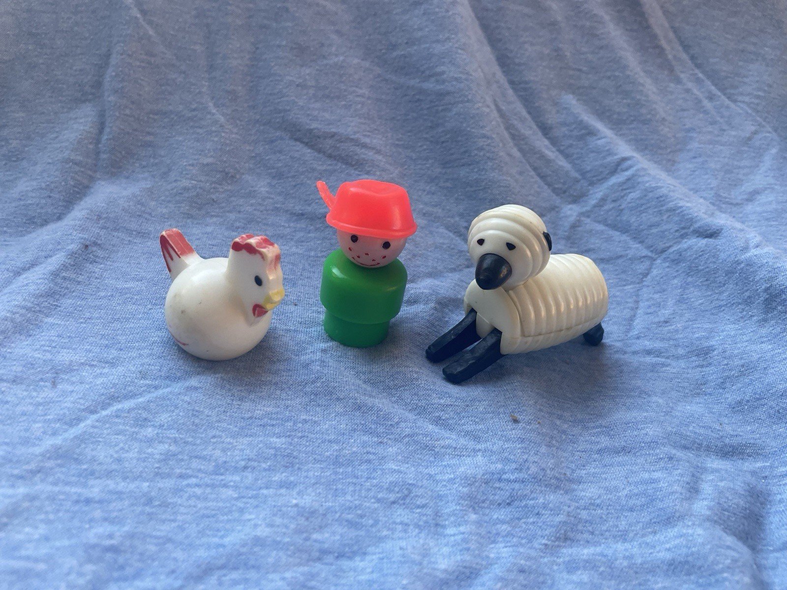 Vintage Plastic Farm Animal Toys Lot Hong Kong Rooster Sheep Hen Mini ...