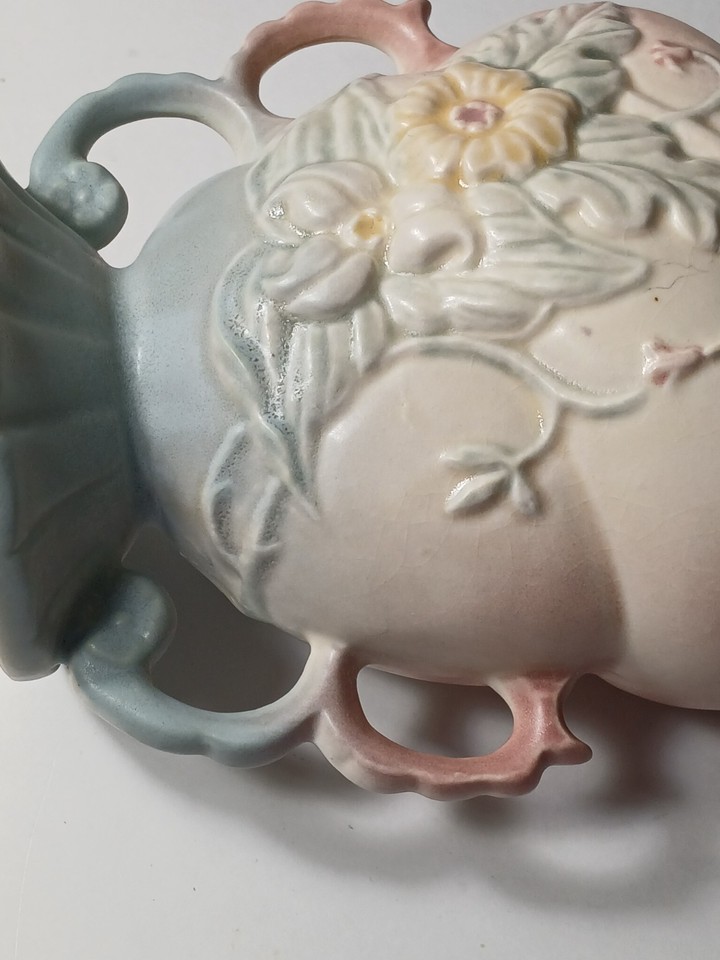 Hull Art Pottery Hand Painted Vase Double Handle Wildflower W-5 6 ½ ...