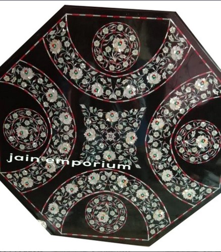 30" Black Marble Center / Dining fancy Table Top Inlay mop stone ...