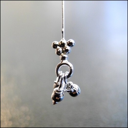 10 x Solid 925 Sterling Silver Pyramid Head Pins Drop Bead 24mm Length ...