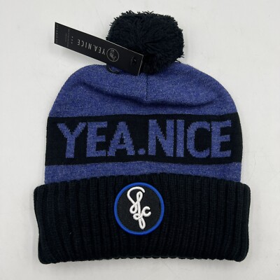 Yea. Nice Knit Hat Beanie Pom Ski Snowboard Adult One Size Blue Black ...