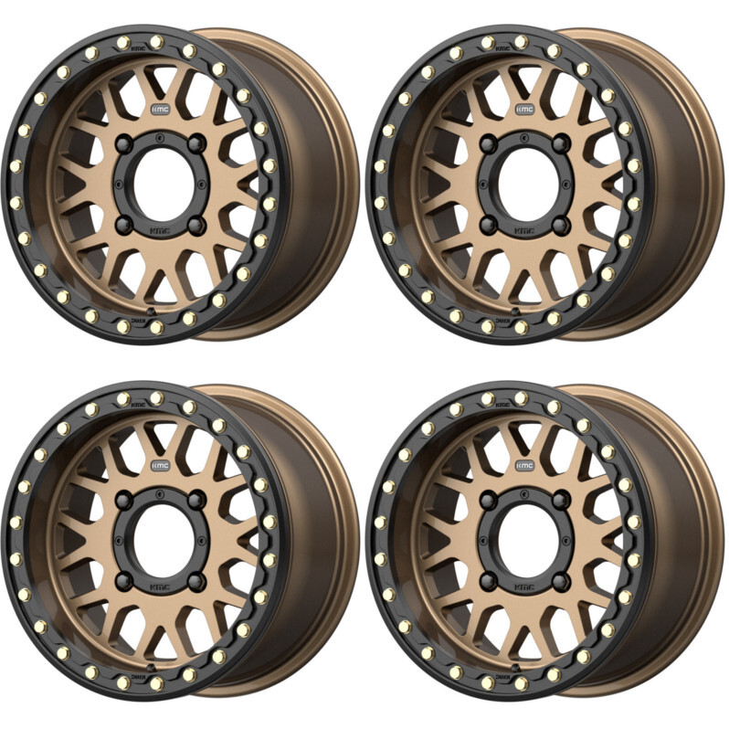 4 ATV/UTV Wheels Set 15in KMC KS235 Grenade Beadlock Bronze 4/156 38mm ...