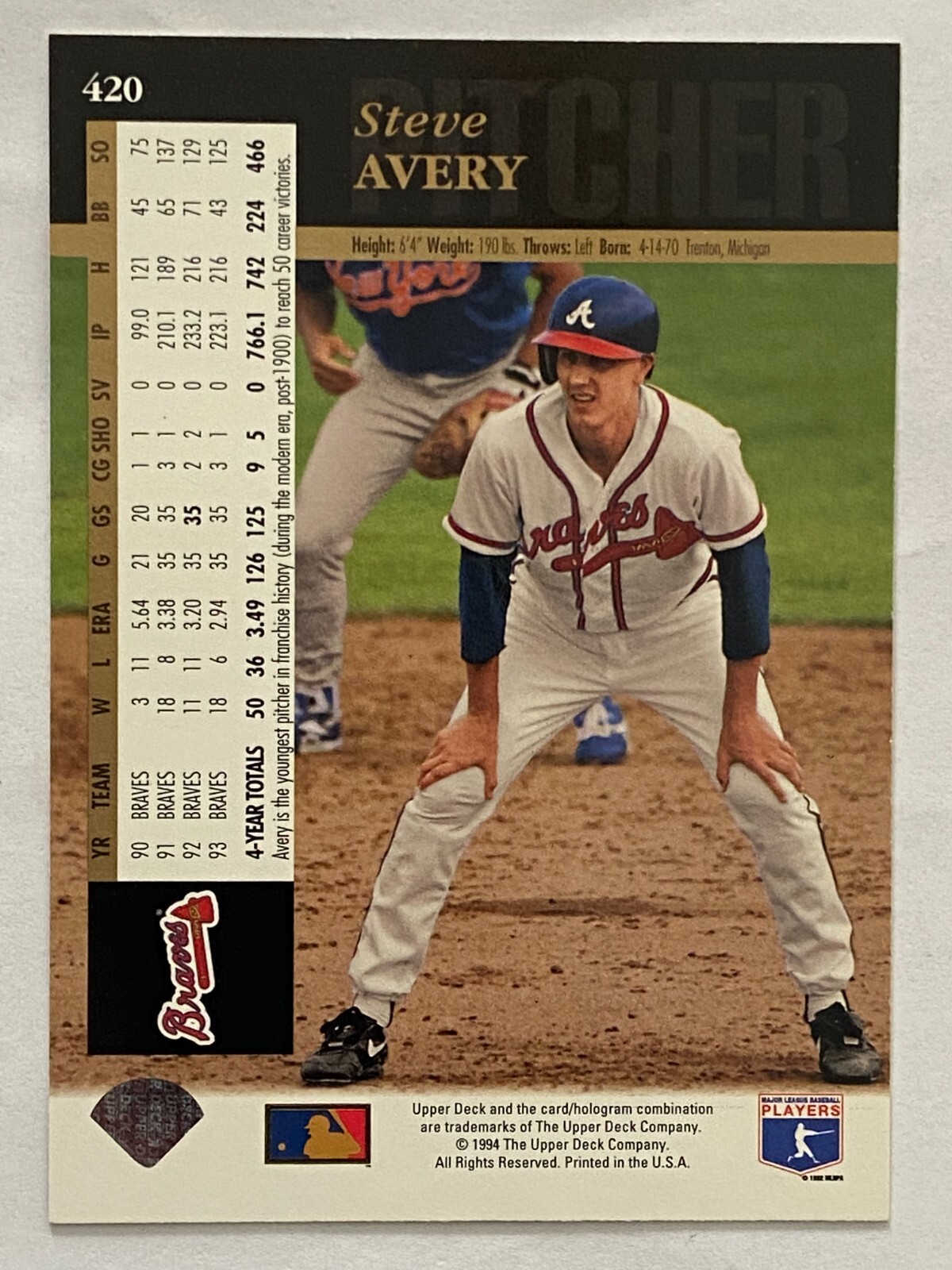 1994 Upper Deck - #420 Steve Avery for sale online | eBay