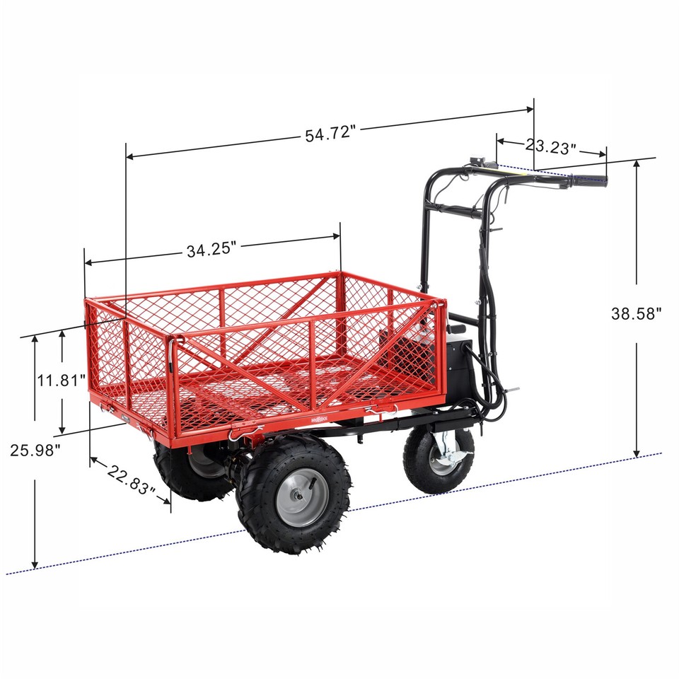 Wheelbarrow Cart Electric Powered Wagons 500lbs Capacity for Material ...