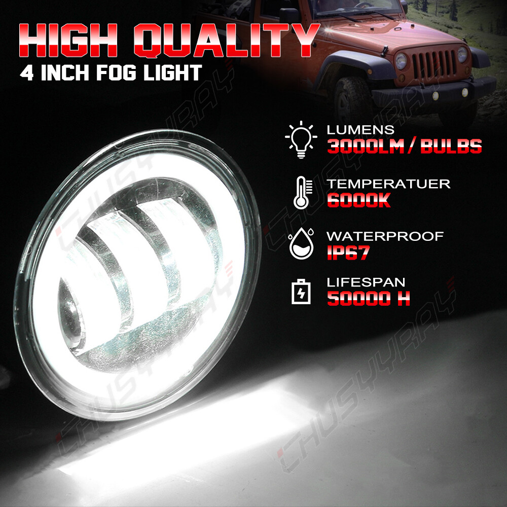 For Hummer H2 H3T 06-10 7" INCH Halo LED Headlight DRL & 4" Fog Lights ...