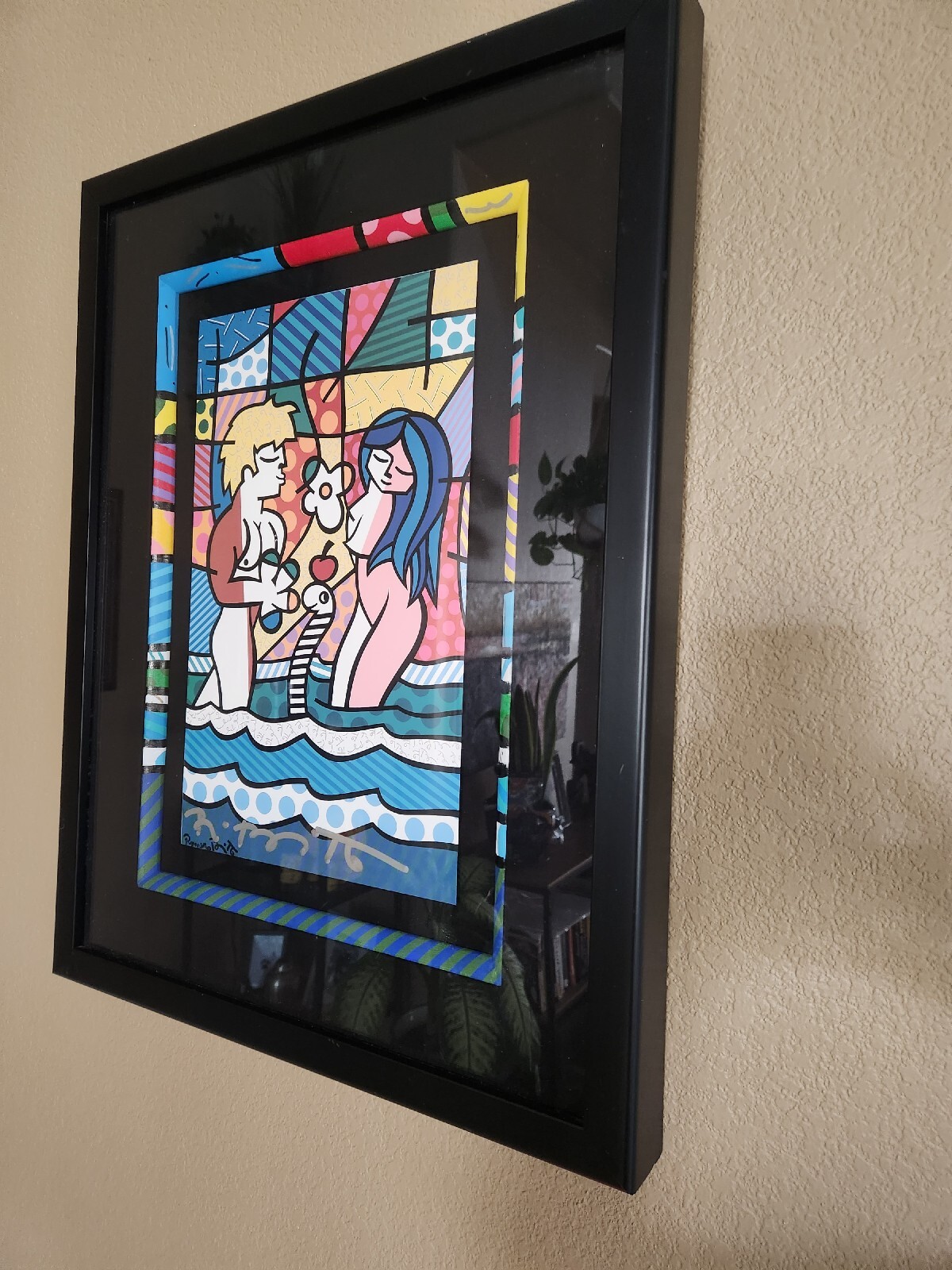 🔥🚨Hand Signed Autographed Romero Britto Adam&Eve Custom Frame Artwork ...