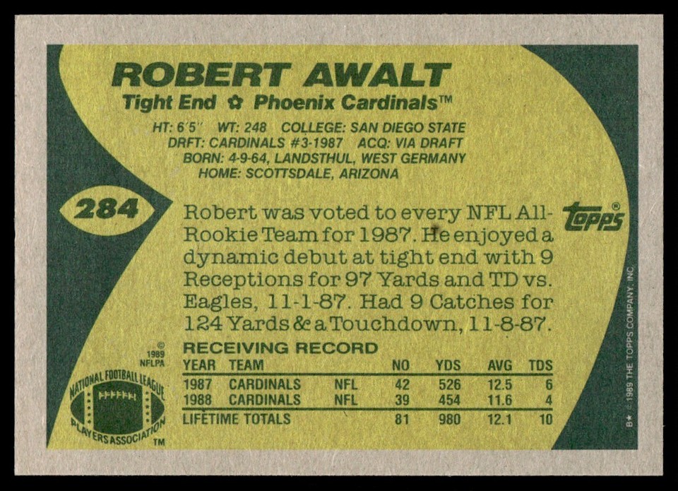 1989 Topps Robert Awalt Green Bay Packers #284 | eBay