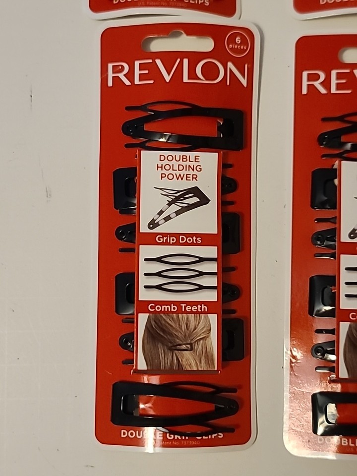 New Revlon Double Grip Hair Clips, 6 Count, Black - 5 Packs | eBay