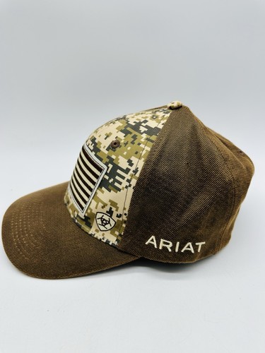 Ariat Mens Hat Baseball Cap Logo Snapback USA Flag Patch Digital Camo | eBay