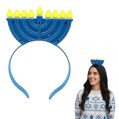 LED Light Up Menorah Candles Chanukah Hanukkah Headband Oy Jewish ...