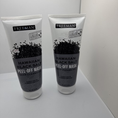 Lot 2 FREEMAN PEEL-OFF GEL MASK Hawaiian Black Salt Pore Cleansing 6 oz ...