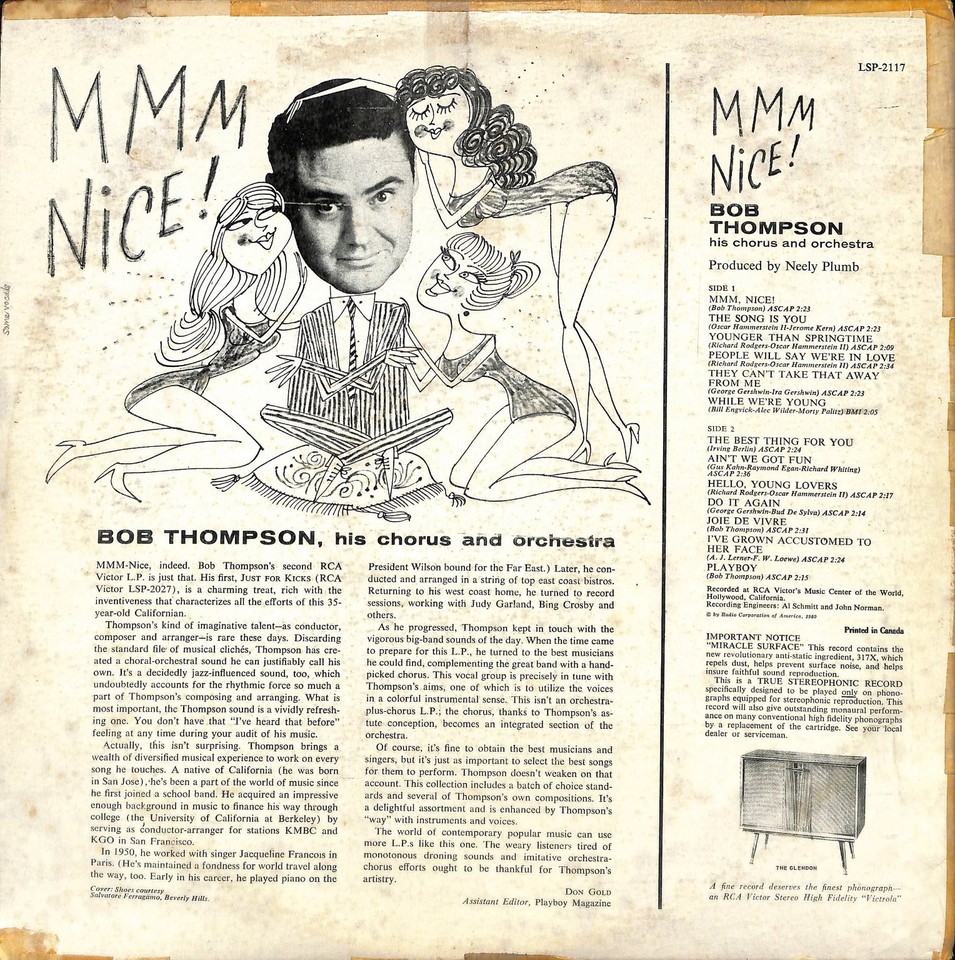Bob Thompson - Mmm Nice! LP Record 1960 RCA Victor Jazz 33 RPM | eBay