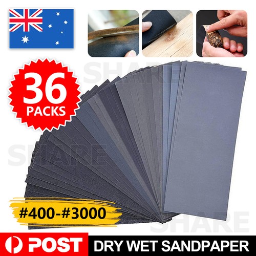 36x Sandpaper Wet Dry Sanding Sheet 400 600 800 1000 1200 1500 2000 ...