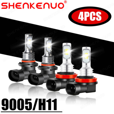 For Peterbilt 388 389 -4x 6000K White LED Headlight Conversion Kit ...