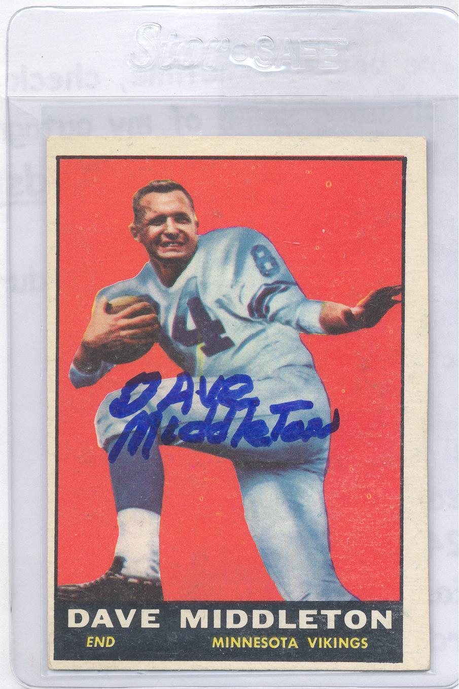 Dave Middleton 1961 Topps #481 Autographed Football Card 1961 Minnesota ...