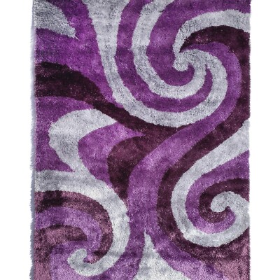 RugBerry 8x10 Purple Gray Area Rug 3D Abstract Geometric Shag Carpet ...