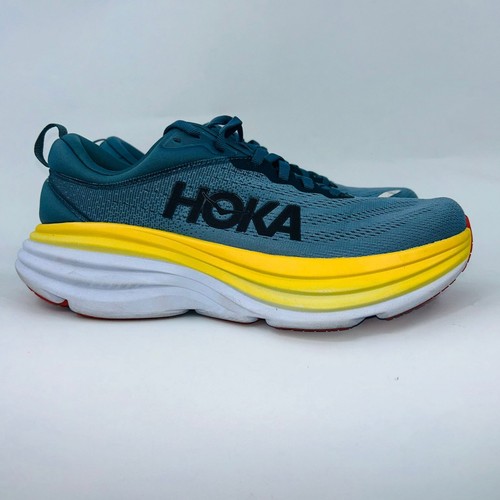 HOKA MENS BONDI 8 GOBLIN BLUE/MOUNTAIN SPRING BREATHABLE RUNNING SHOES ...