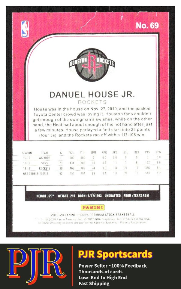 2019 Hoops Premium Stock #69 Daniel House Jr Houston Rockets | eBay